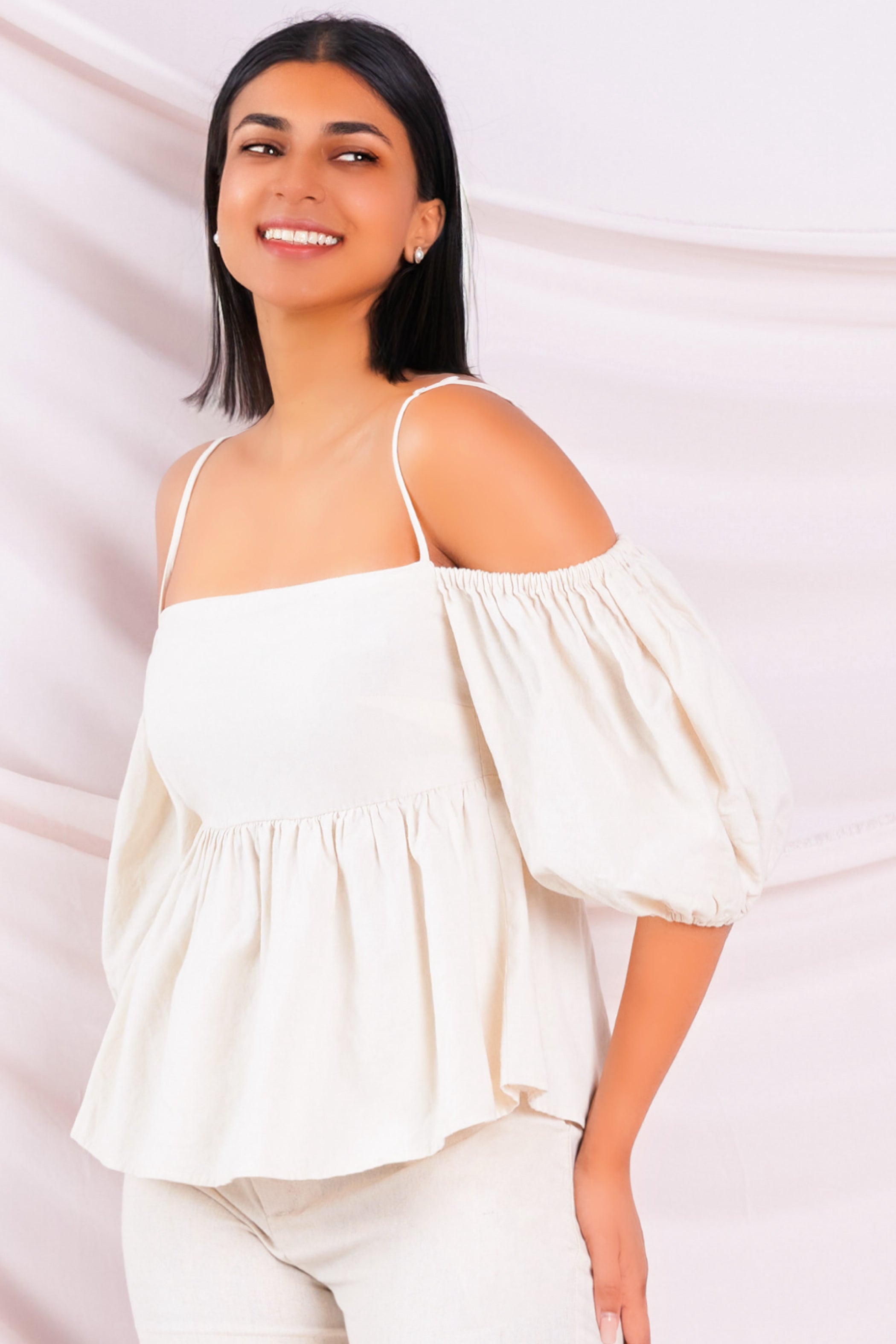 Beige Off Shoulder Top Mondy78