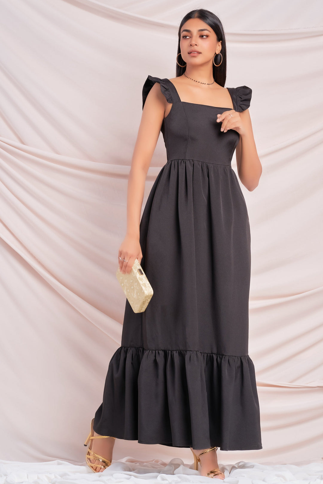 Black Fit And Flare Maxi Dress Mondy78